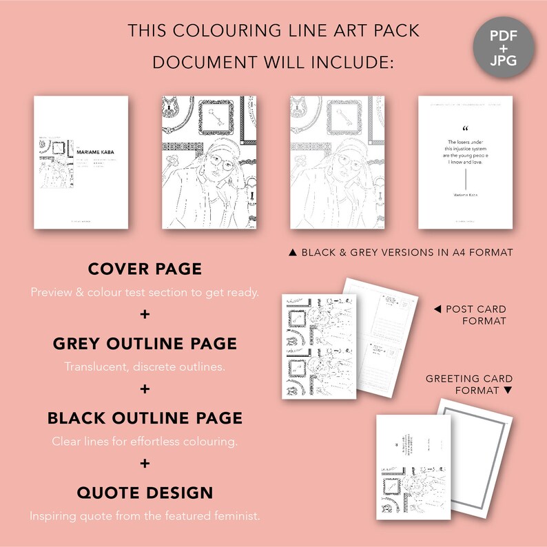 Mariame Kaba Colouring Line Art Page Digital Pack Colour - Etsy