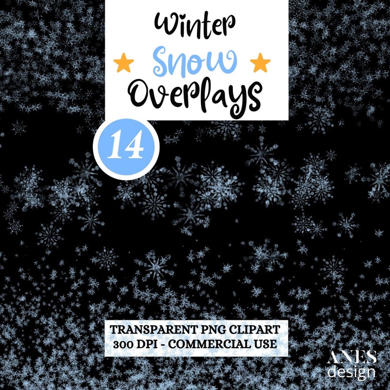 Falling Winter Snow Overlay, Falling Snow Clipart, Winter Snowflakes ...
