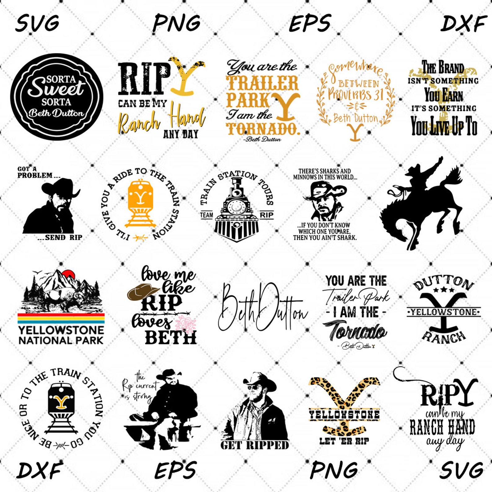 Yellowstone Bundle Svg Dutton Yellostone Ranch Svg Digital Etsy