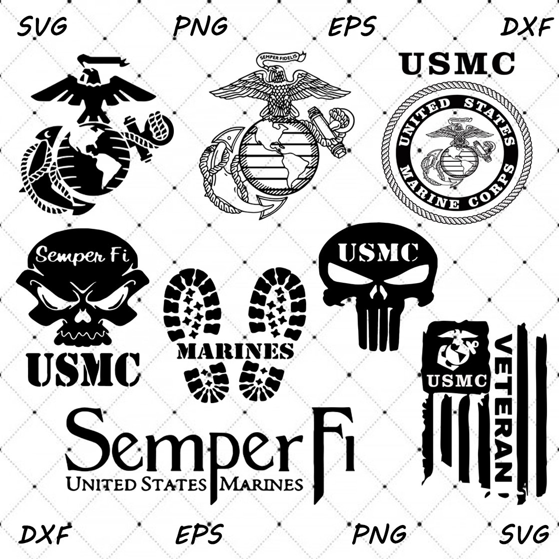 USmC BuNdle Svg MaRine CoRps SvG USmS Svg SemPer Fi SkUll | Etsy