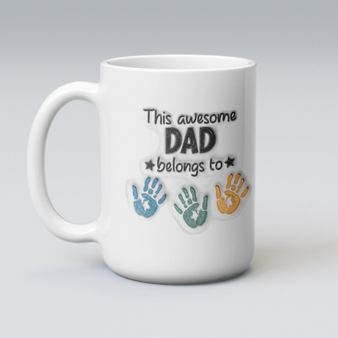 Custom Dad MUG Wrap With HANDPRINTS Personalized Fathers Day COFFEE Mug ...