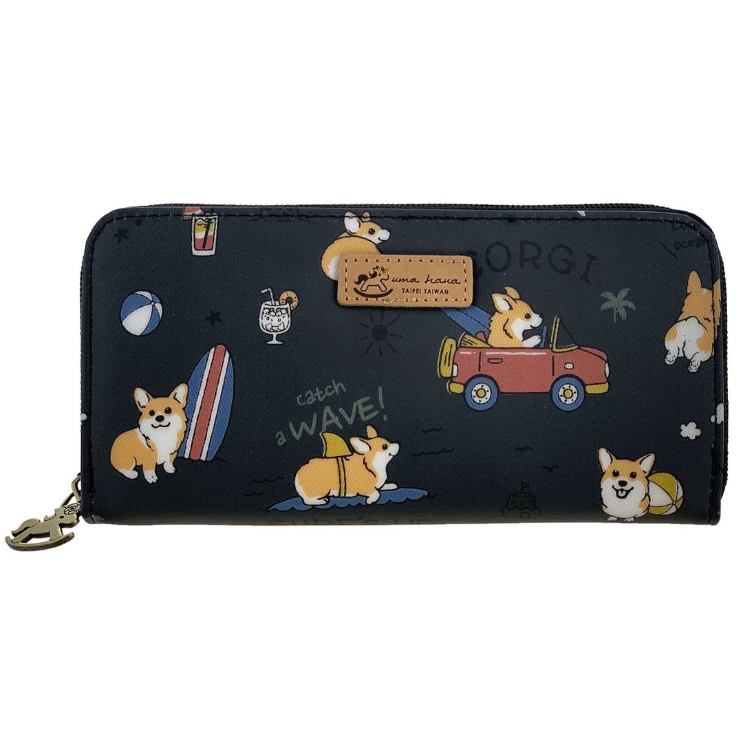 Surfing Beach Corgi Waterproof Portable Long Wallet, Holds 5.5 Inch ...
