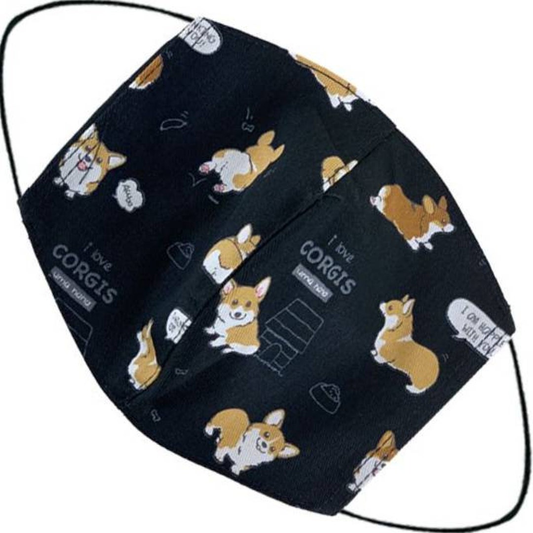 Corgi Puppy Face Mask W/ Disposable Filter Pocket, Reusable Washable ...