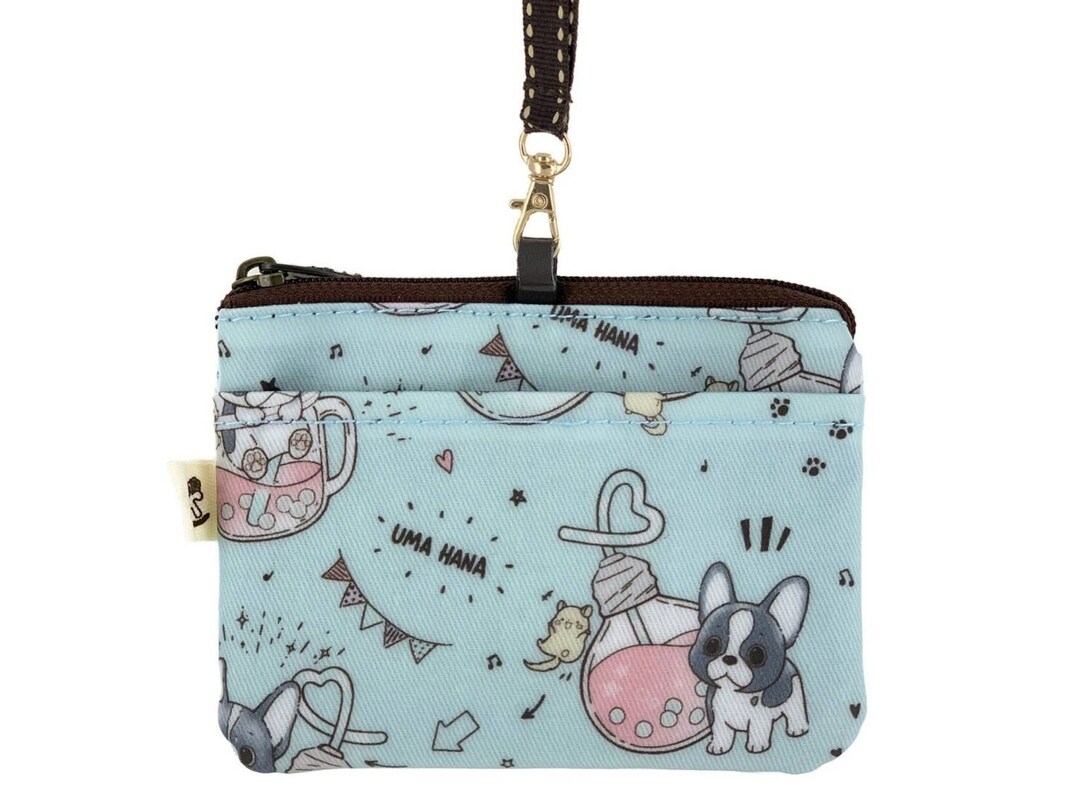 Boba French Bulldog Waterproof Card & Coin Purse Holder W/ Neck Strap ...