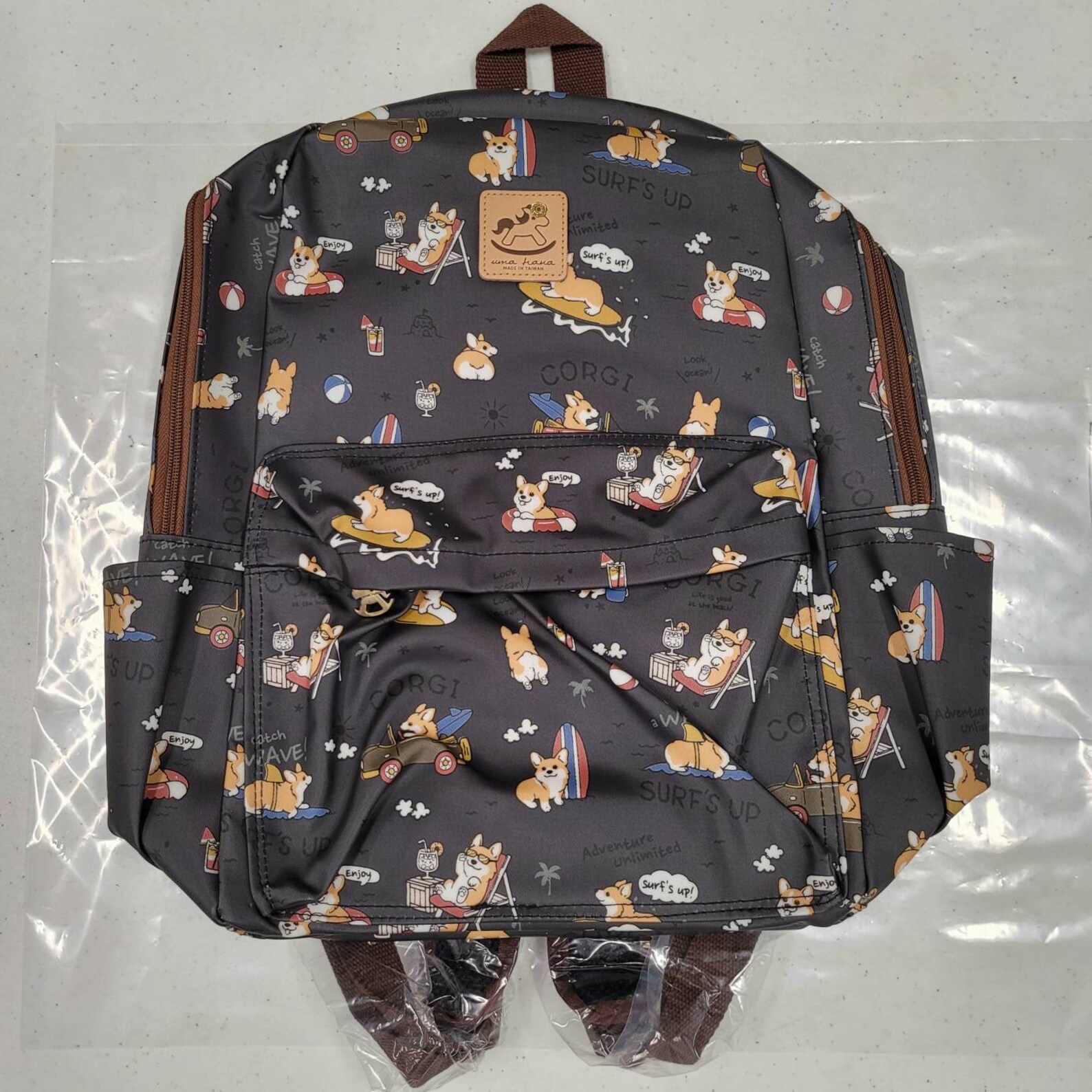Corgi Puppy, Large Backpack, Waterproof, Zipper, Dog, Corgi Butt, Cute ...
