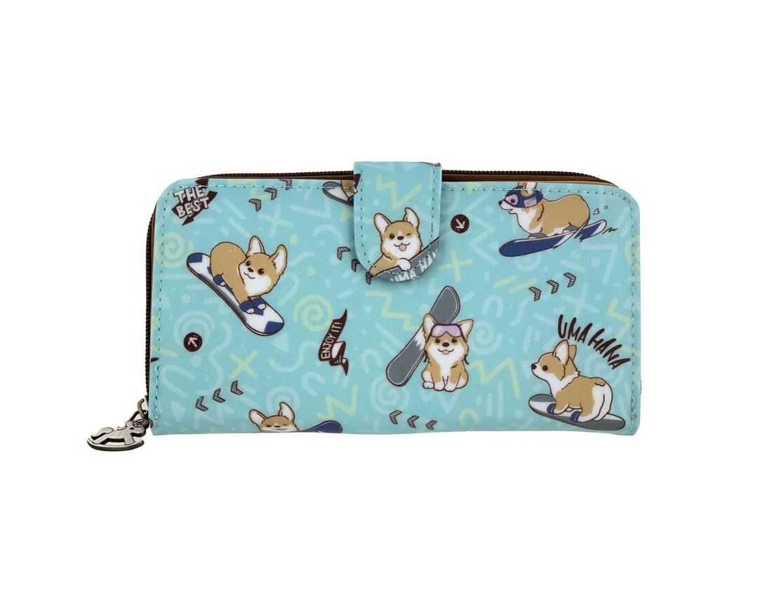 Snow Corgi Waterproof Long Snap Fold Wallet & Coin Purse, Cute Gift for ...