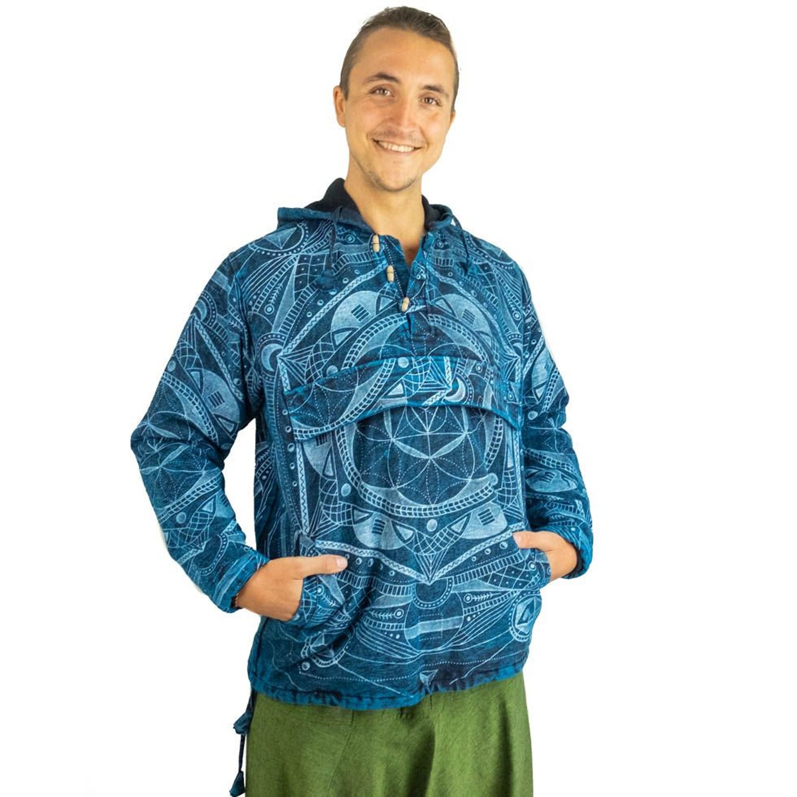 Fair Trade Cotton Mandala Jacket With Fleece Lining Men - Etsy