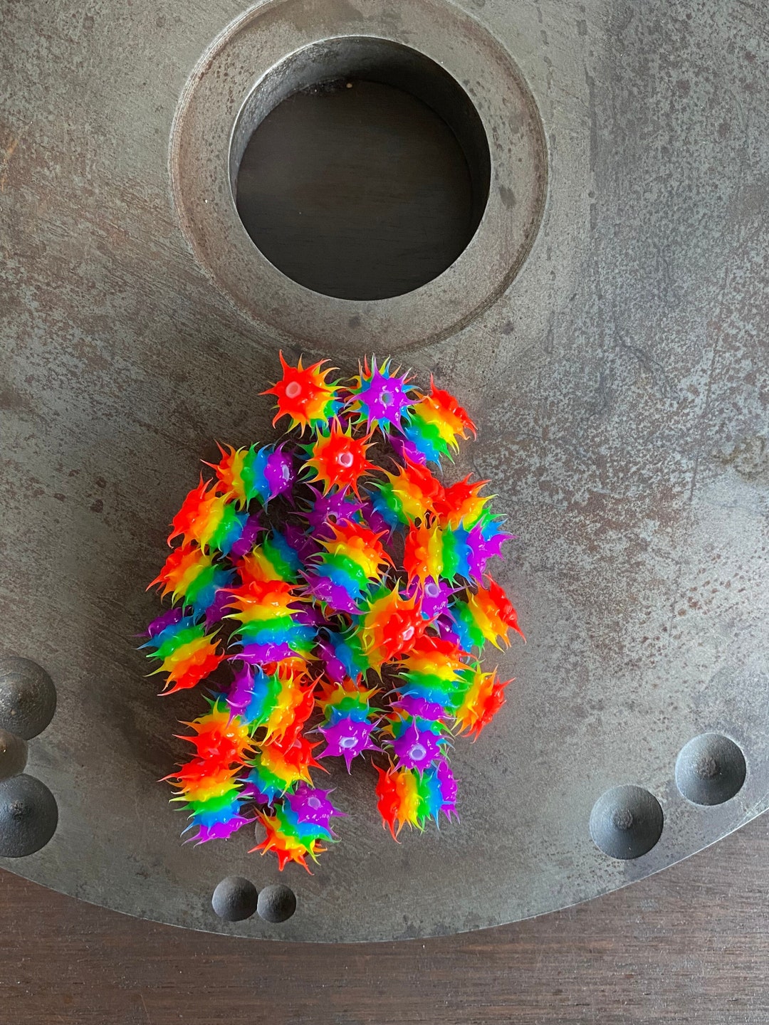 New5pc-spiky Silicone Beads, 94 Rainbow Beads, Silicone Beads, Spiky ...