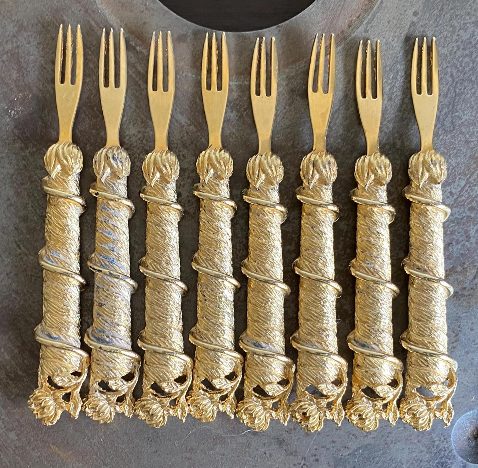Vintage Janis Collection 24k Gold Plated Cocktail Forks, Mid-century ...