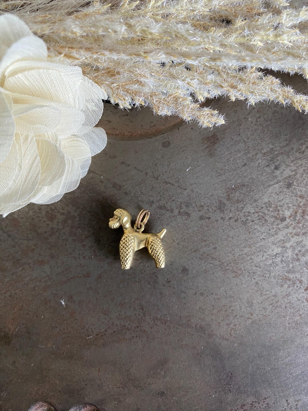 Vintage 14K Gold 3D Poodle Charm, Gold Dog Pendant, Collectible Pet ...
