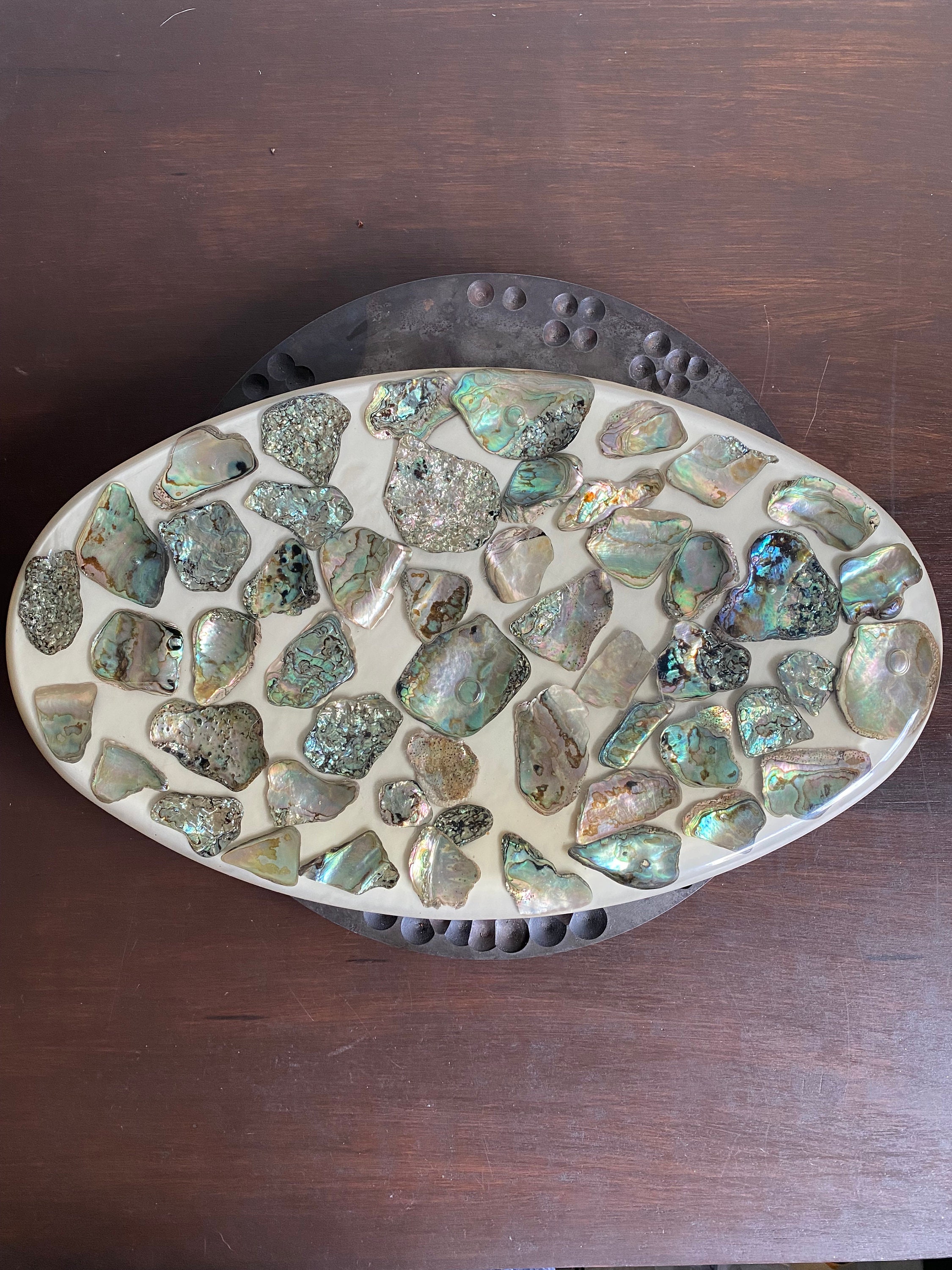 Vintage Large Abalone Shell Tray Platter, Lucite Seashell Platter ...