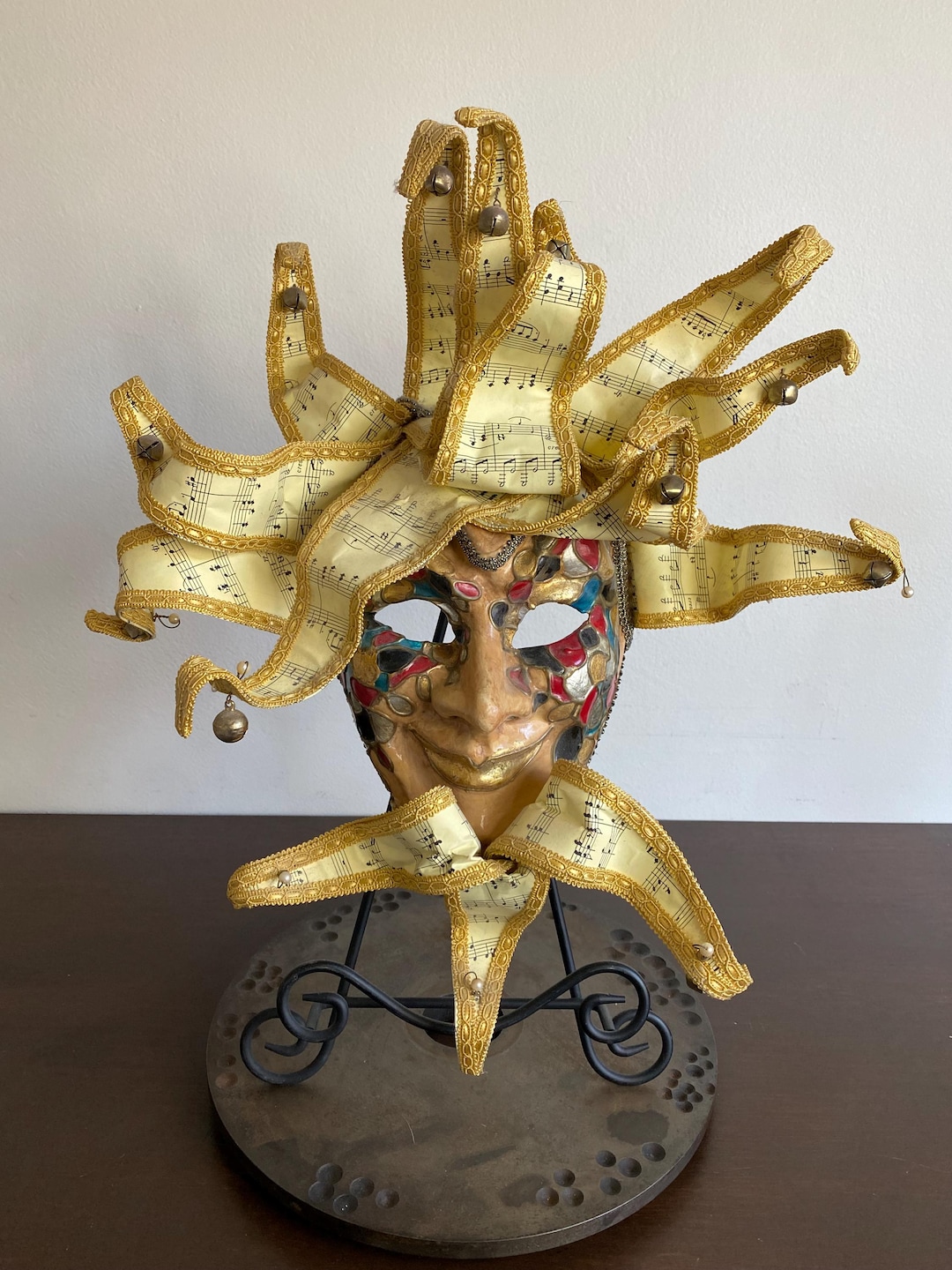 Vintage Handmade Venetian Jester Mask, Mardi Gras, Costume, Masquerade ...