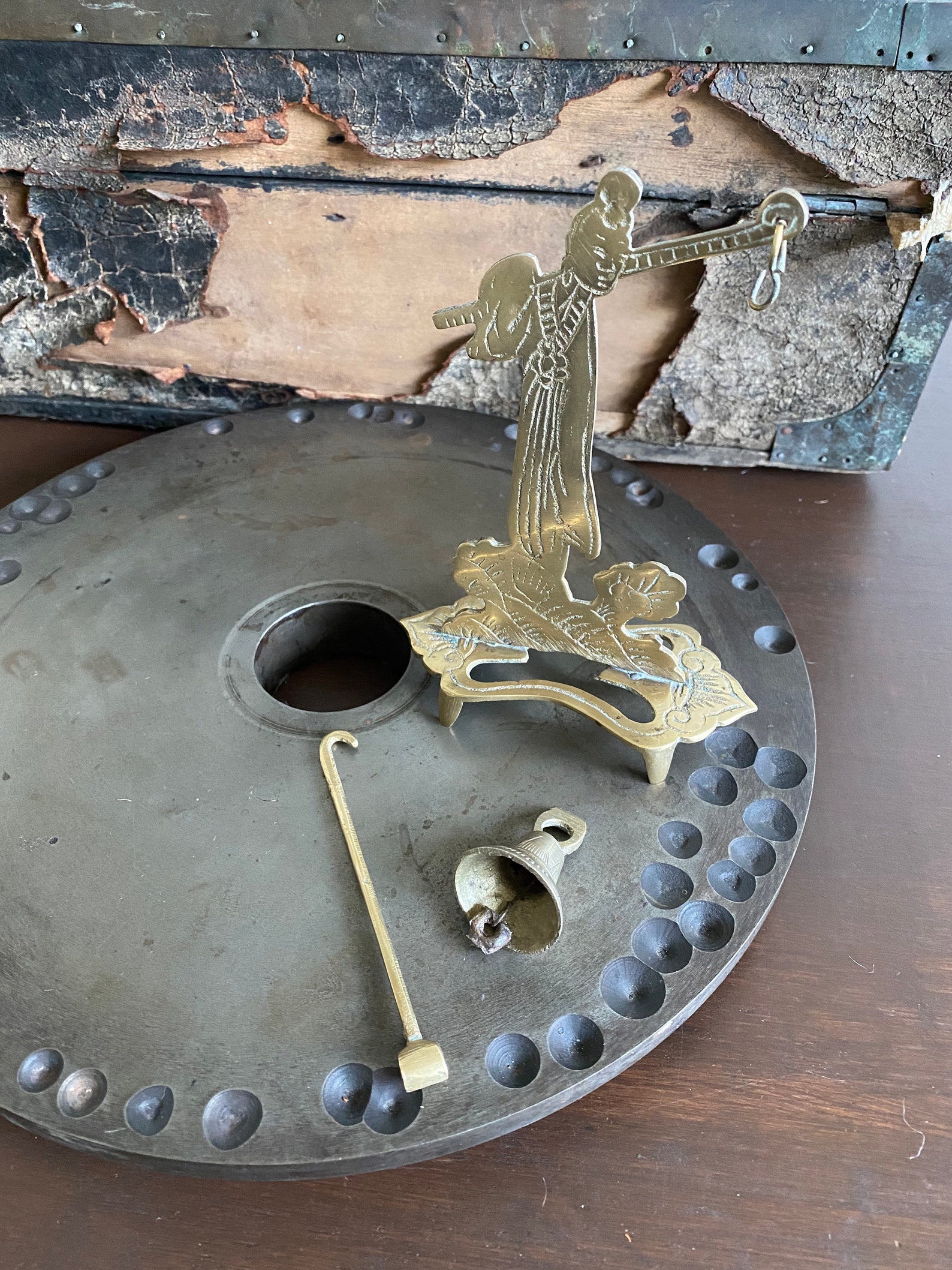 Vintage Brass Asian Design Dinner Bell, Brass Dinner Bell, Vintage ...