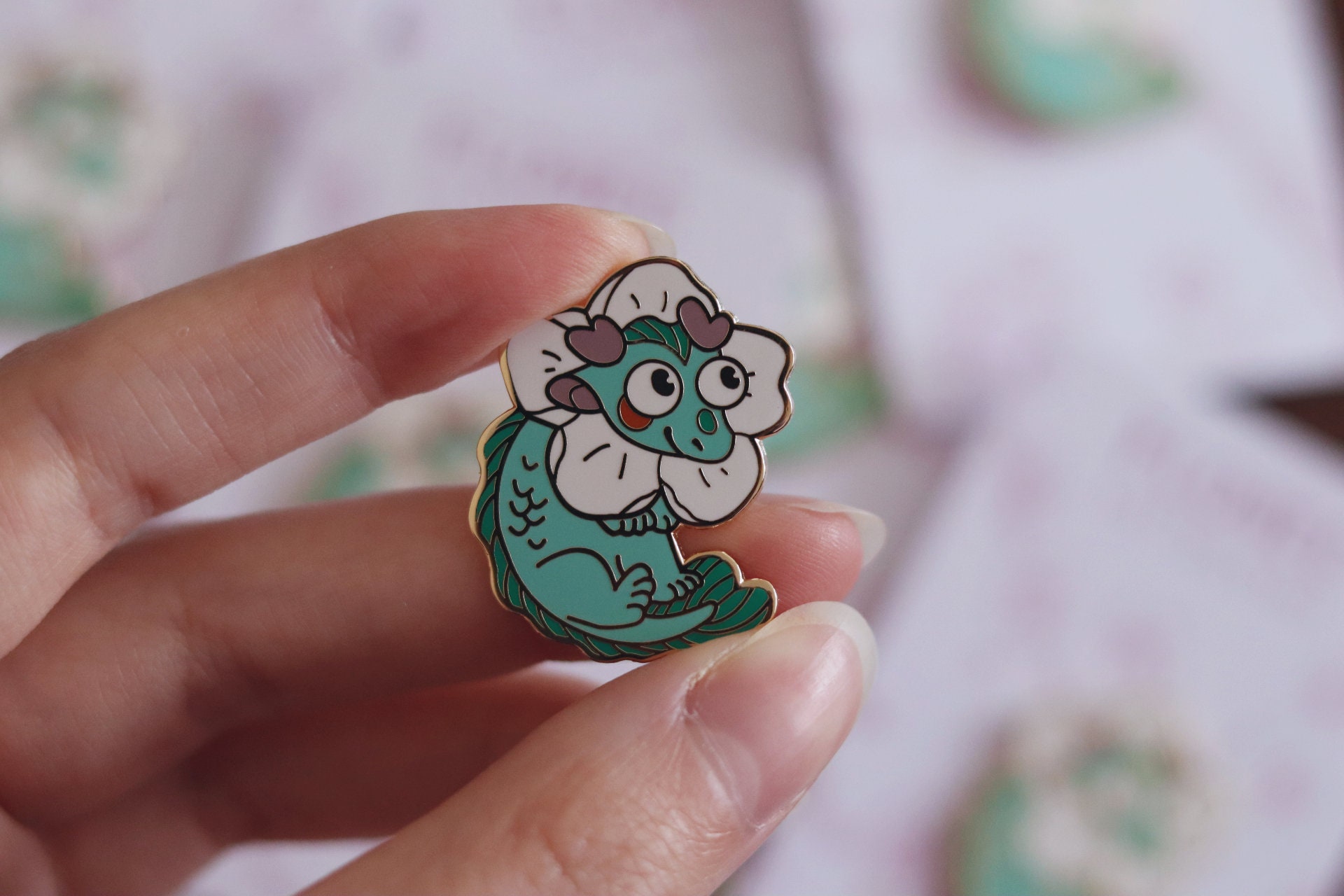 Flower Dragon Hard Enamel Pin Dragon Pin Cherry Pin Cute Enamel Pin ...