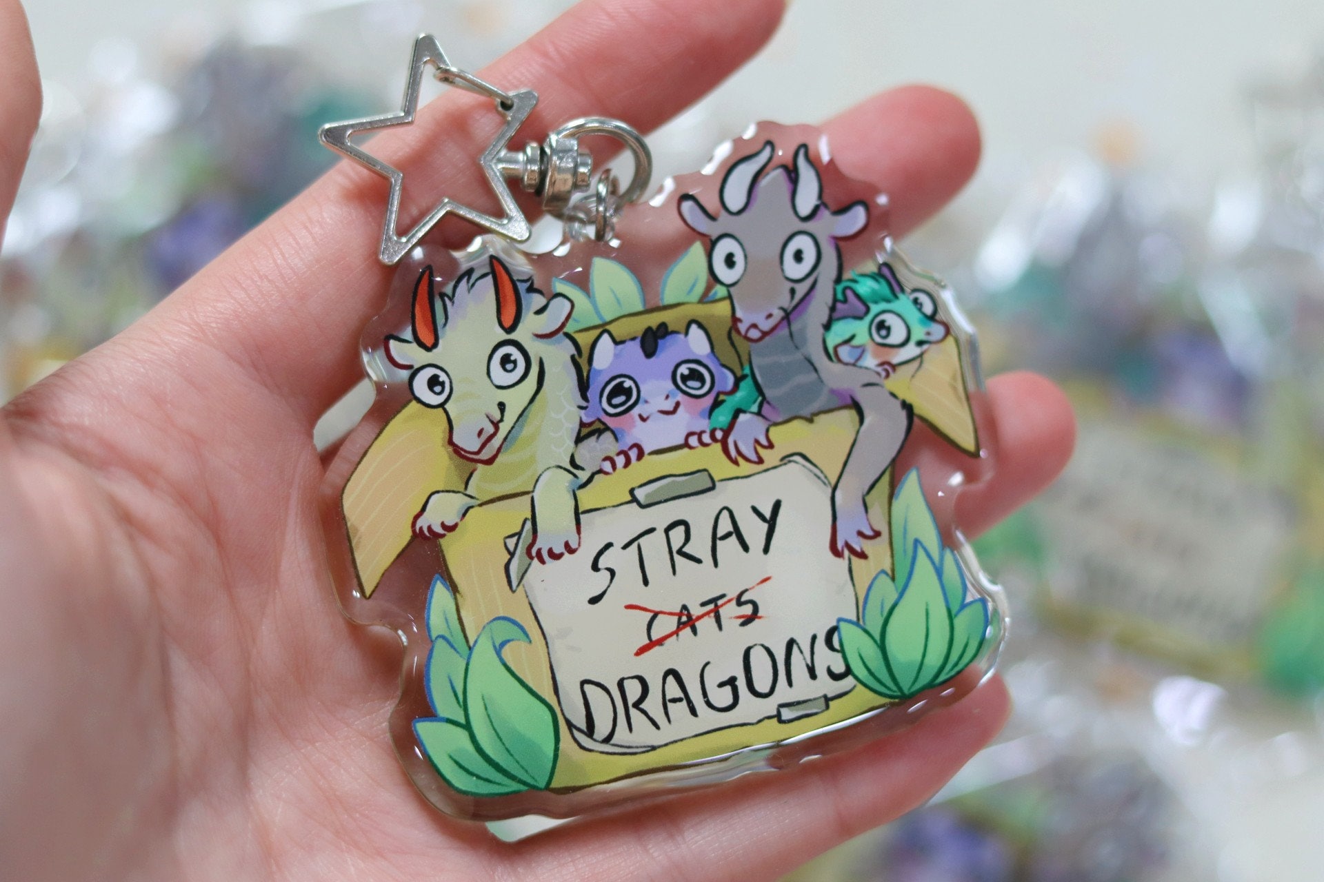 Stray Dragons Acrylic Keychain Dragon Charm Keychain Epoxy Baby Dragons ...