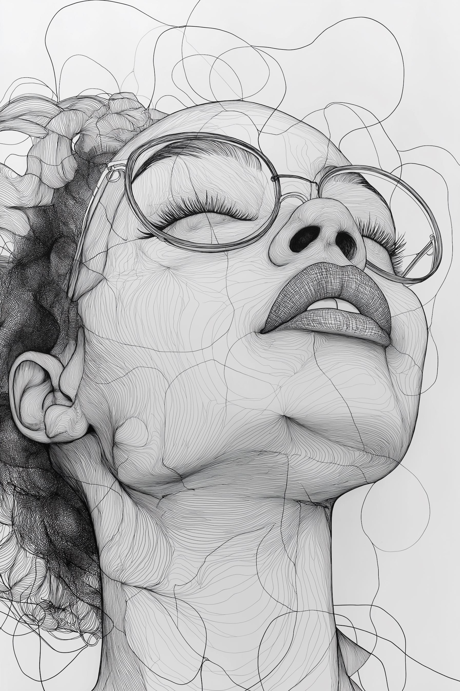 Minimalist Abstract Line Art Woman Portrait – Black & White Modern Wall ...