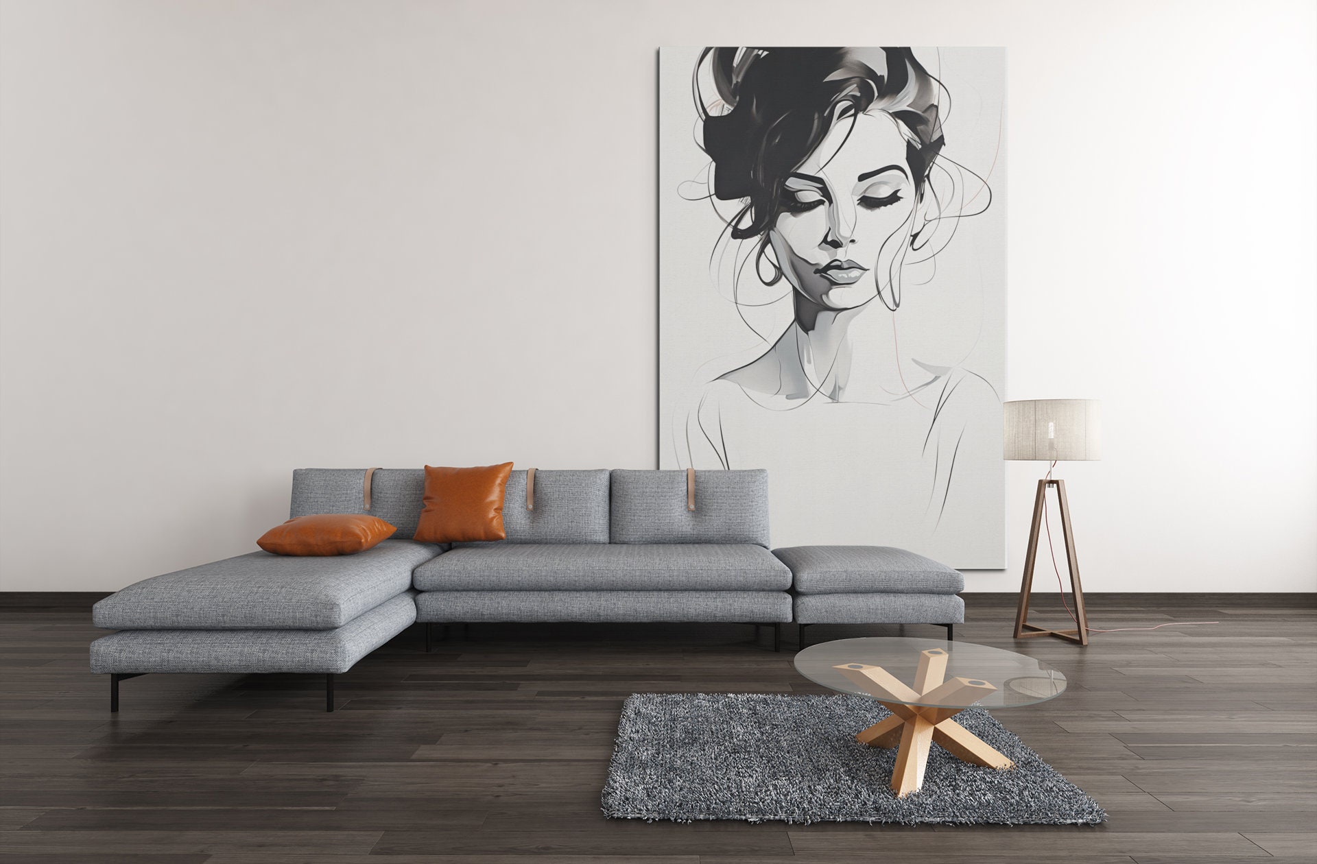 Abstract Black and White Woman Portrait Elegant Line Art Chic Fashion ...