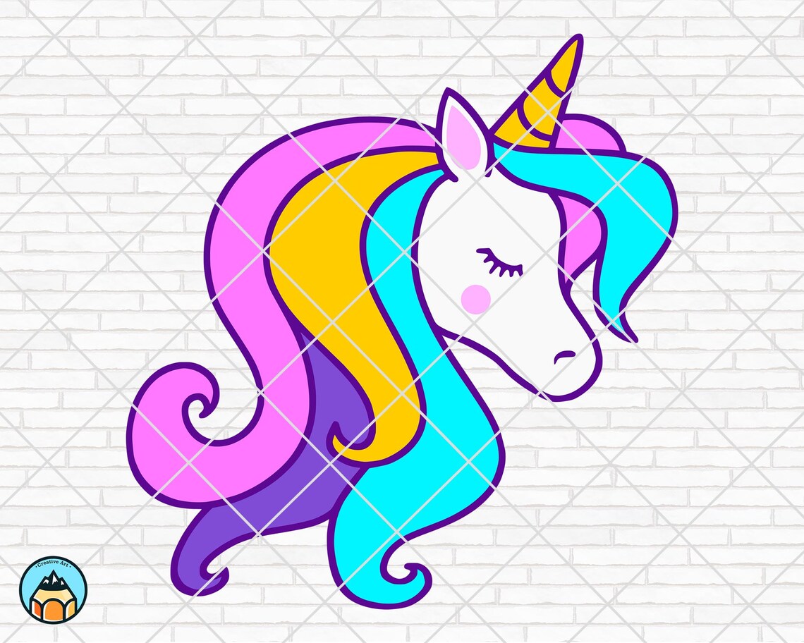 Unicorn Face Svg Unicorn Clipart Svg Unicorn Birthday Svg - Etsy