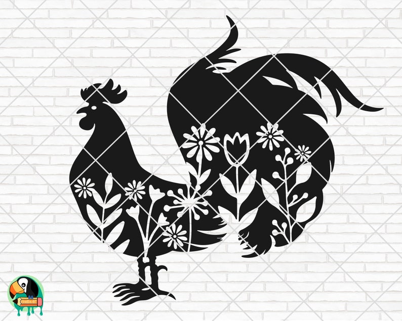 Floral Rooster SVG Rooster Head svg Rooster Vector Rooster | Etsy