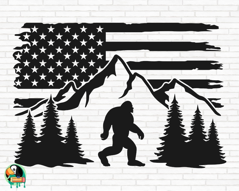 Bigfoot SVG Bigfoot Mountain Flag Svg Yeti Svg Sasquatch - Etsy