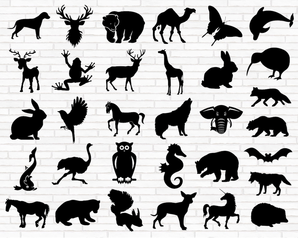 Animals Bundle Svg 32 Designs Silhouette Svg Wild Animals | Etsy
