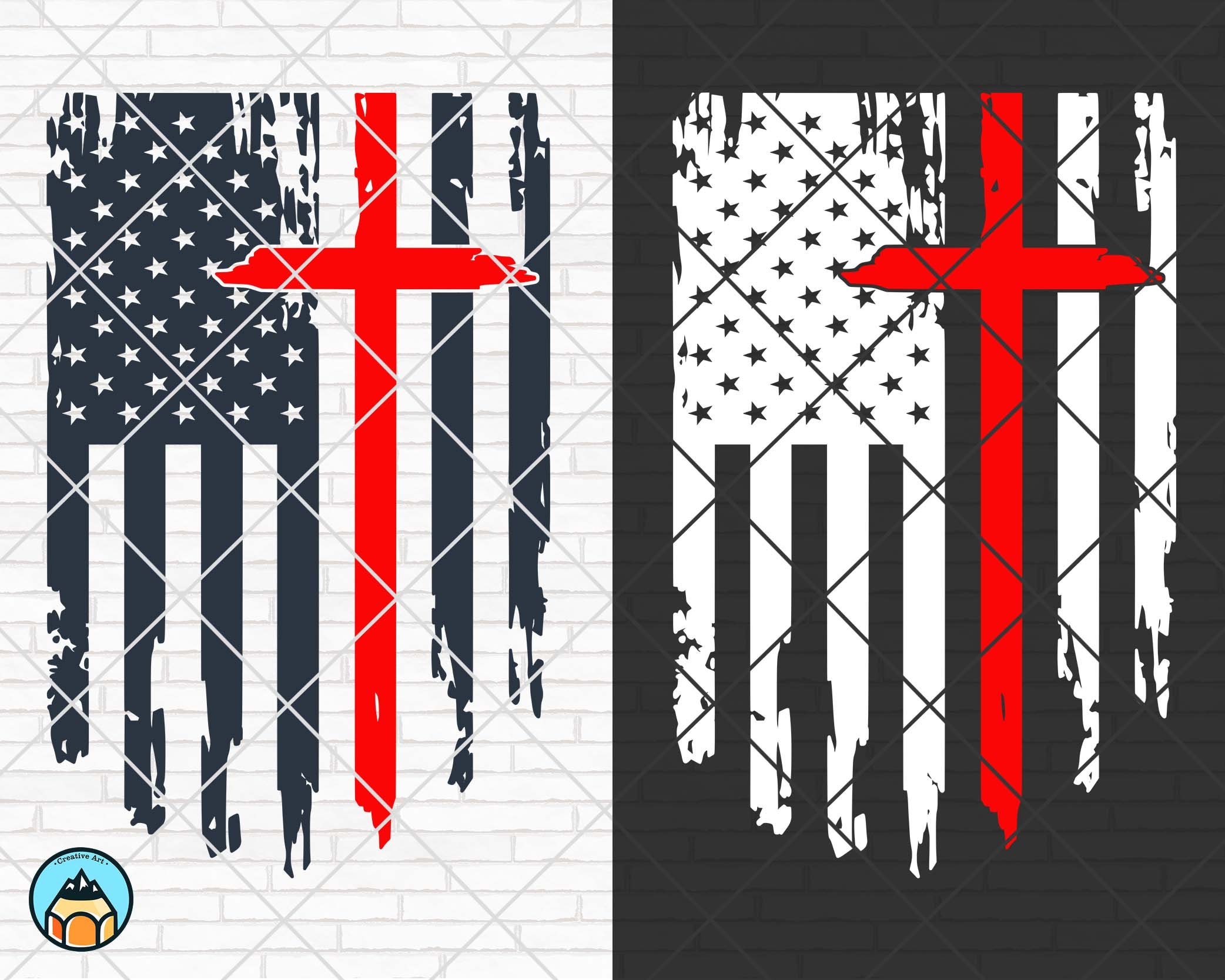 Cross USA Flag SVG | Cross SVG | Faith Clipart | Cross Silhouette ...