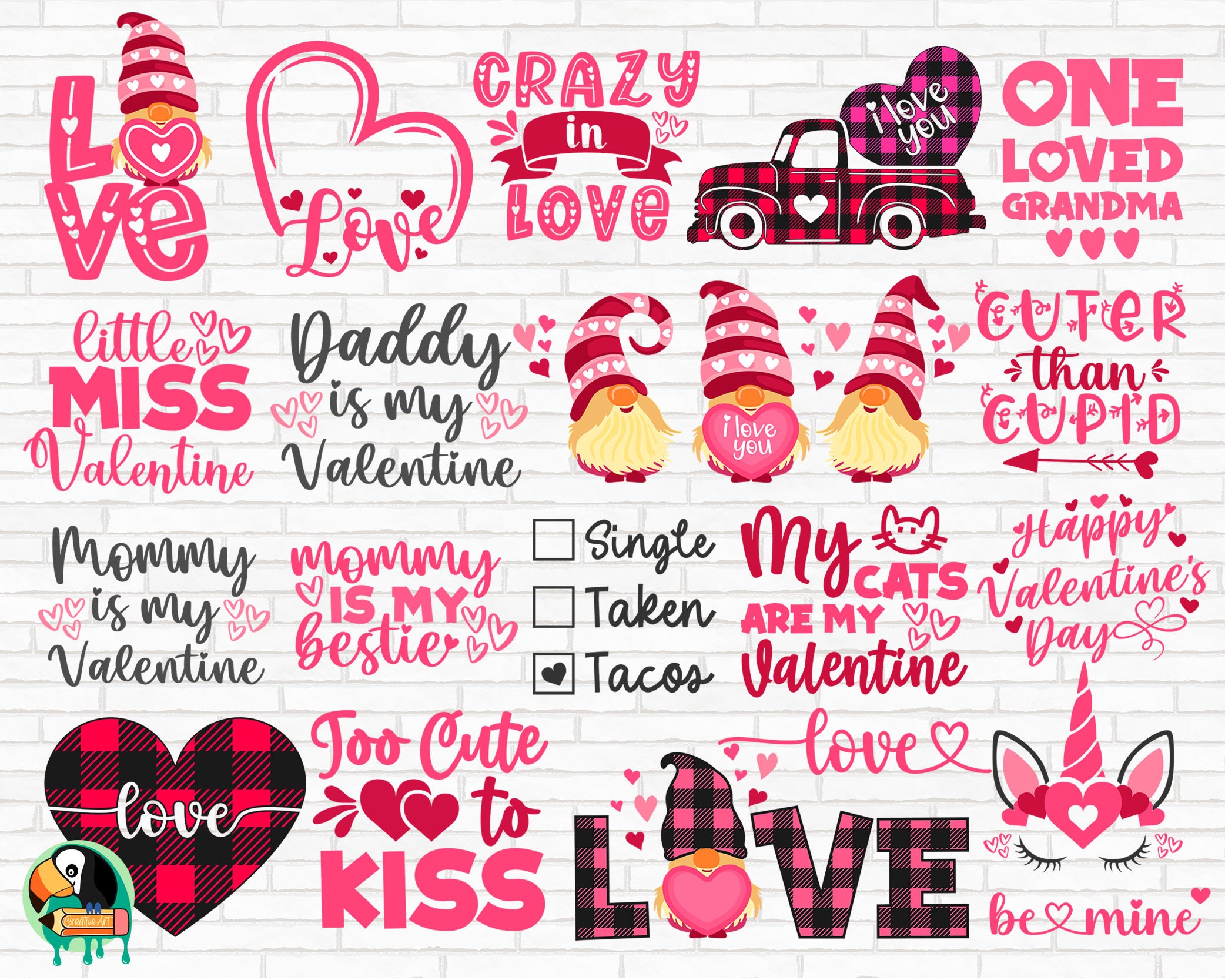 Valentine's Day SVG Bundle, Valentine Day Svg, Valentine Design for ...