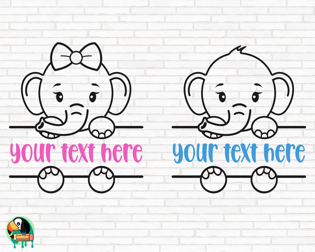 Elephant Monogram SVG, Elephant Name Frame Svg, Monogram Split Svg ...