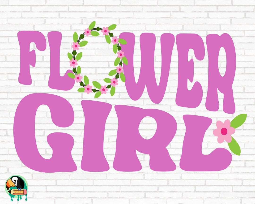 Flower Girl SVG, Floral Girl Svg, Wavy Letters Svg, Flower Svg, Wedding ...