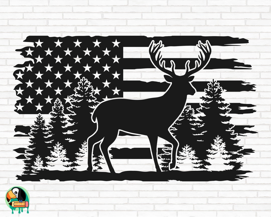 Deer Hunting Flag SVG, Deer Scene Svg, Hunting Svg, Hunting Dad Svg ...