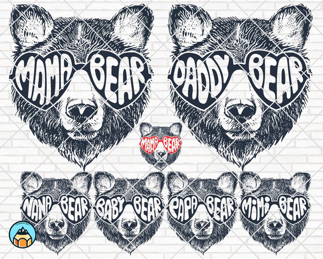 Bear Family Svg, Mama Bear Svg, Nana Bear Svg, Papa Bear Svg, Baby Bear ...