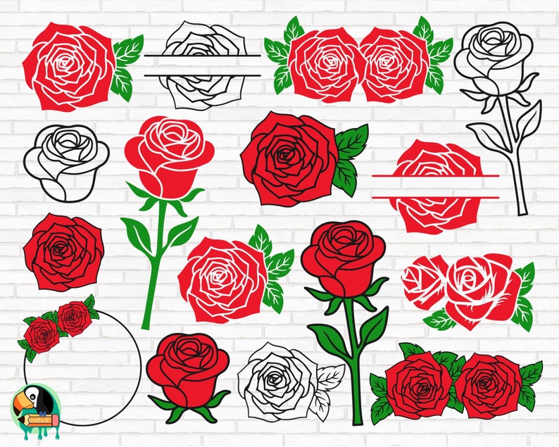 Rose SVG Bundle Rose Svg Flower Svg Roses Template Svg - Etsy