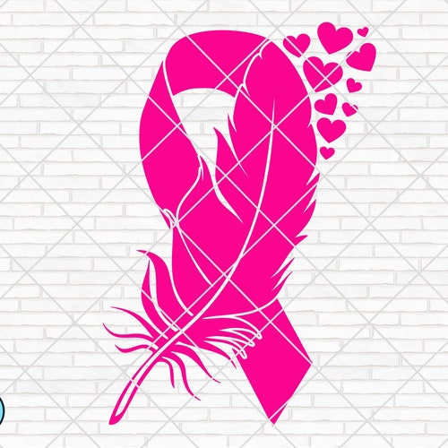 Feather Pink Ribbon Svg Breast Cancer Svg Cancer Awareness - Etsy