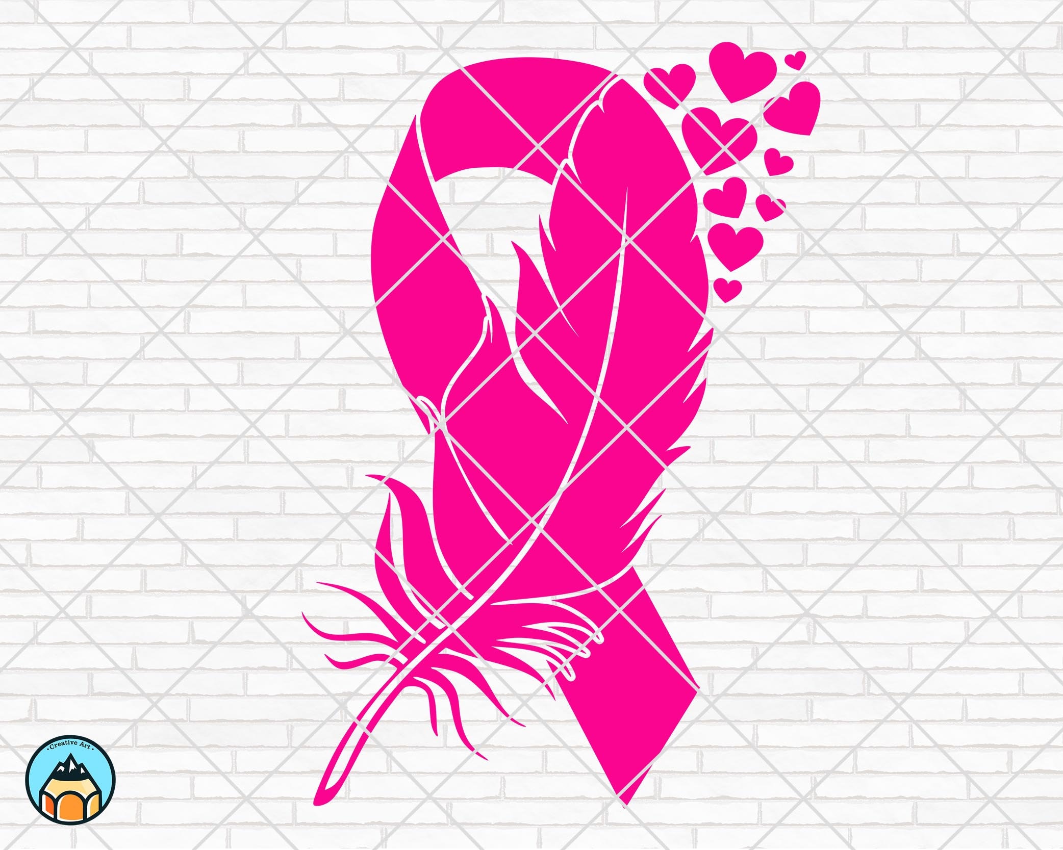 Feather Pink Ribbon Svg Breast Cancer Svg Cancer Awareness Etsy