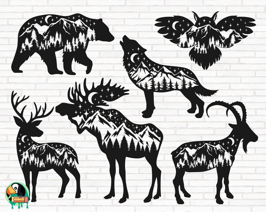 Mountain Animals Bundle SVG, Wilderness Svg, Outdoors Svg, Bear Svg ...