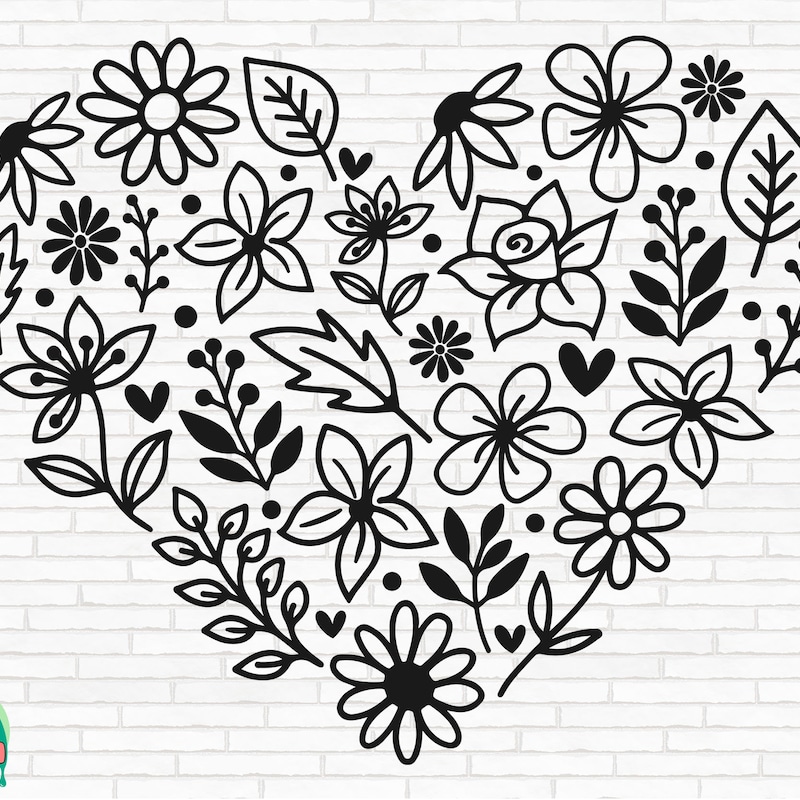Flower Heart Svg - Etsy