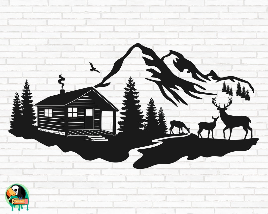 Winter Log Cabin SVG, Camping Lodge Svg, Outdoor Svg, Mountain Svg ...