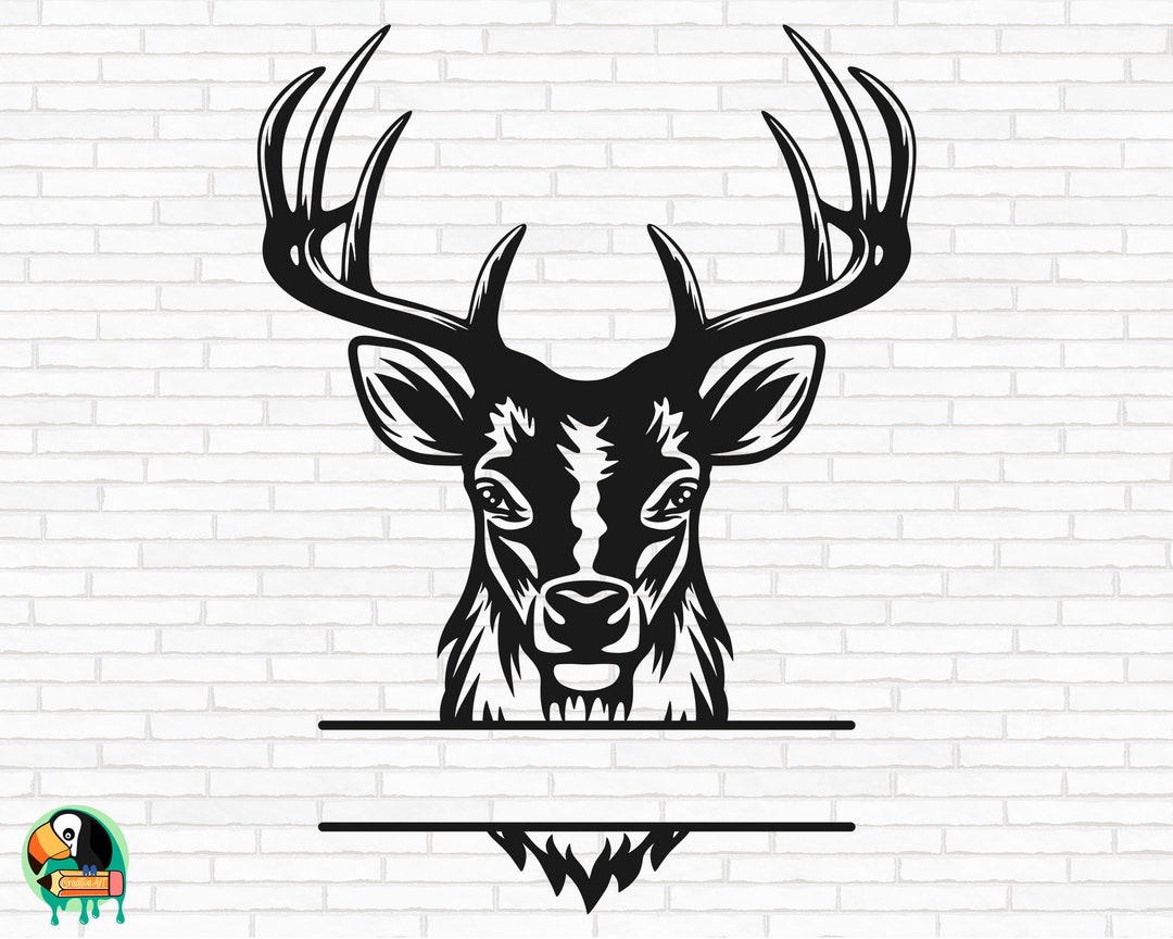 Deer Head Split Name Frame SVG, Deer Monogram Svg, Buck Head Svg, Deer Hunting Svg, Deer Svg ...