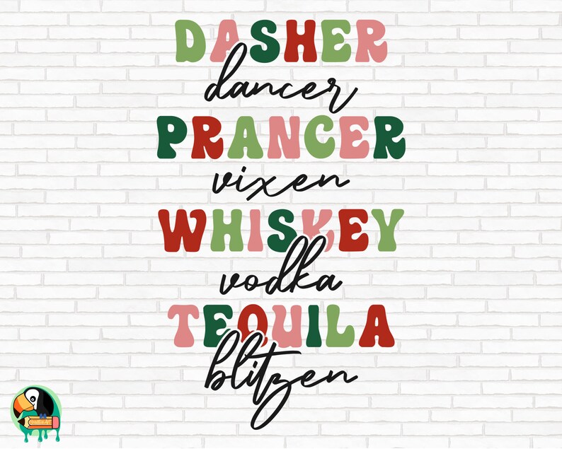 Dasher Dancer Prancer Vixen SVG Funny Christmas Svg - Etsy