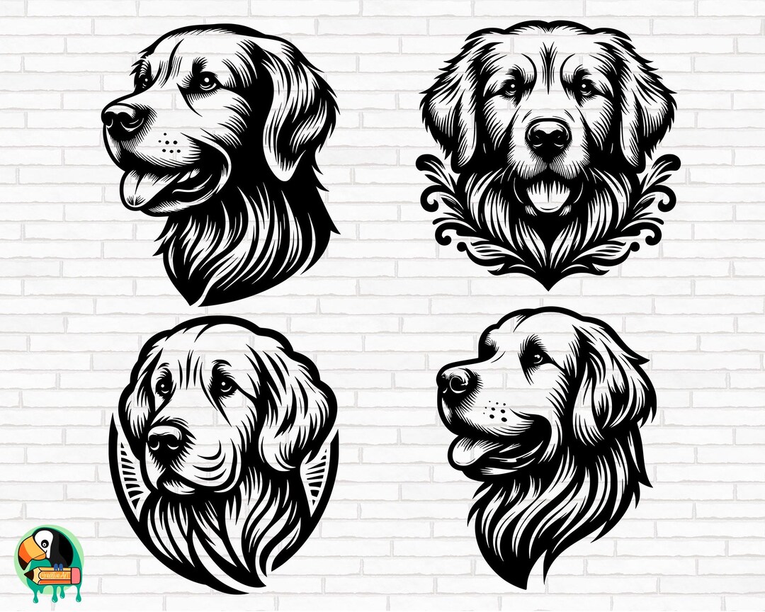 Golden Retriever Head SVG, Dog Svg, Dog Bundle Svg, Golden Retriever ...