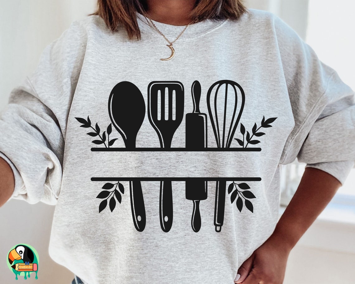 Kitchen Utensils Split Monogram SVG, Kitchen Svg, Cooking Svg, Utensils ...