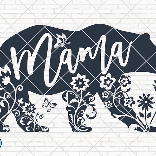 Mama Bear Floral Svg - Etsy