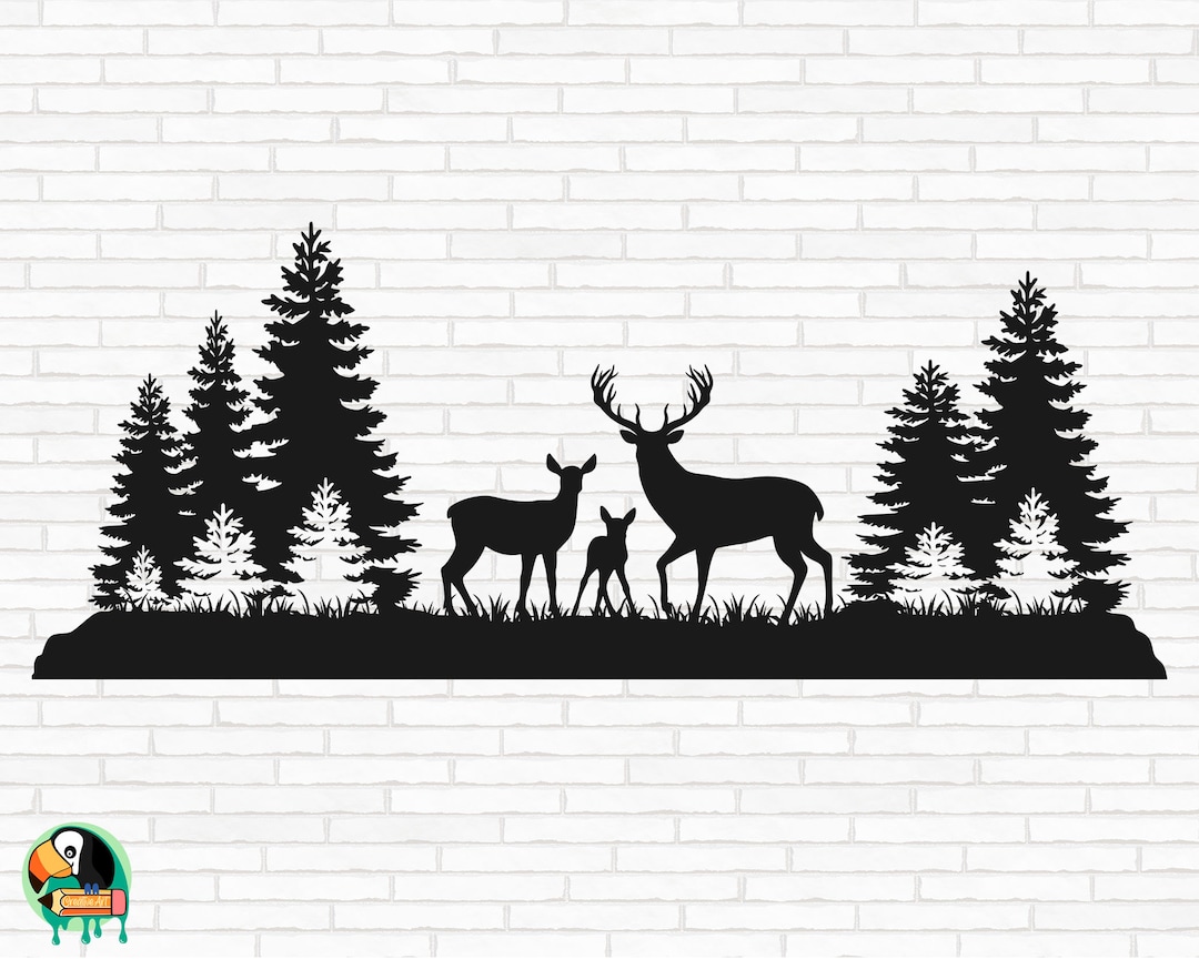 Deer in the Forest SVG, Deer Family Svg, Wilderness Svg, Forest Deer ...