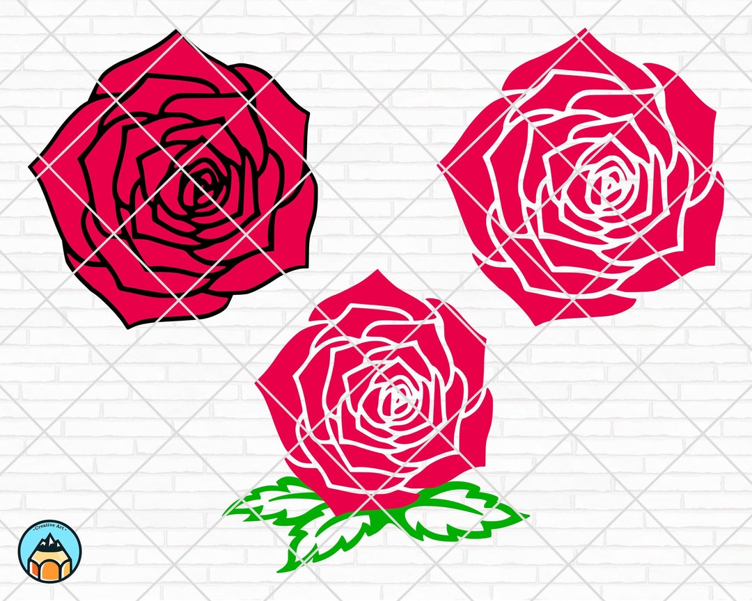 Rose Flower Svg, Rose Svg, Rose Cut Files, Rose Silhouette, Rose Vector ...