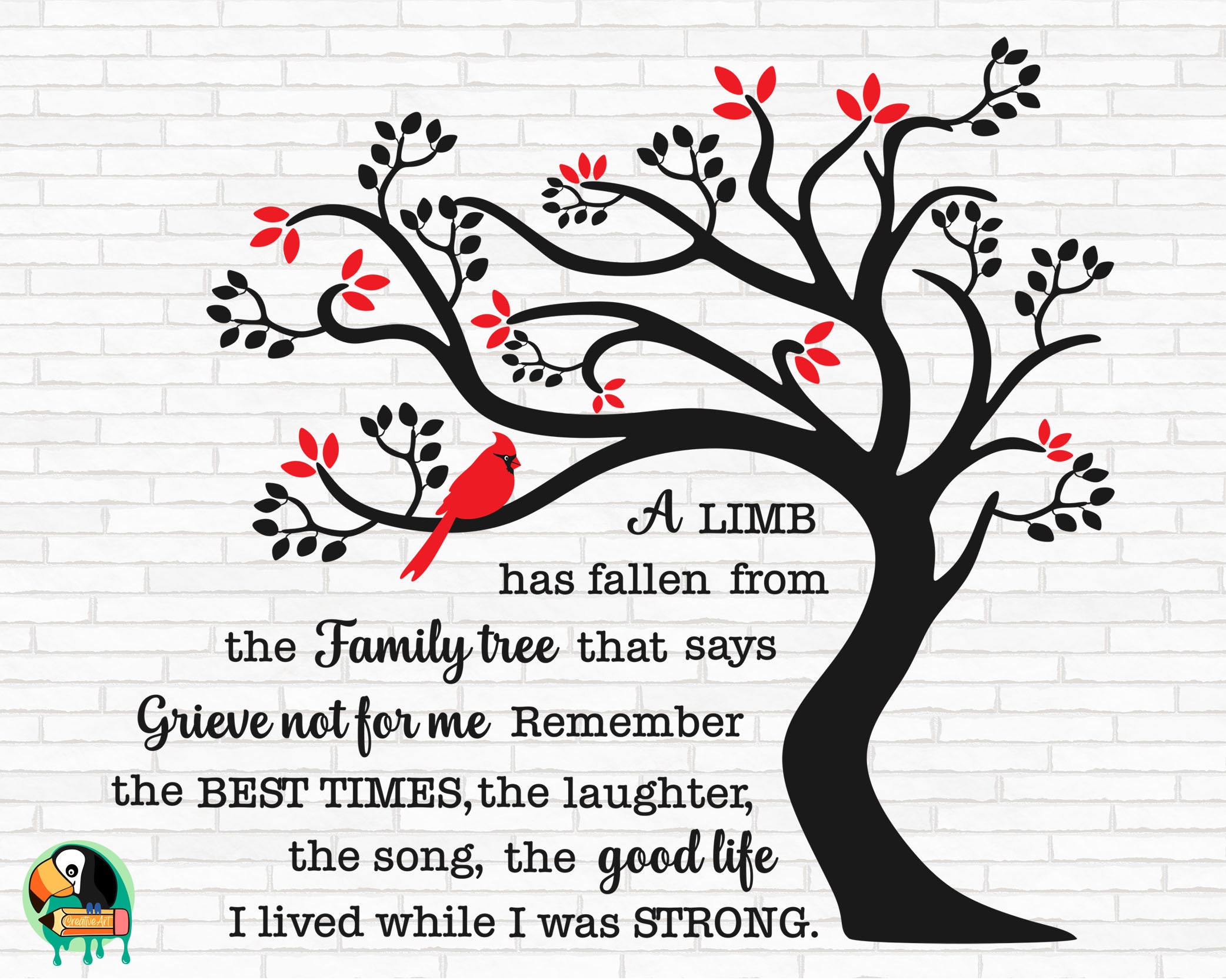 A Limb Has Fallen SVG, Cardinal Svg, Memorial Svg, Funeral Svg ...