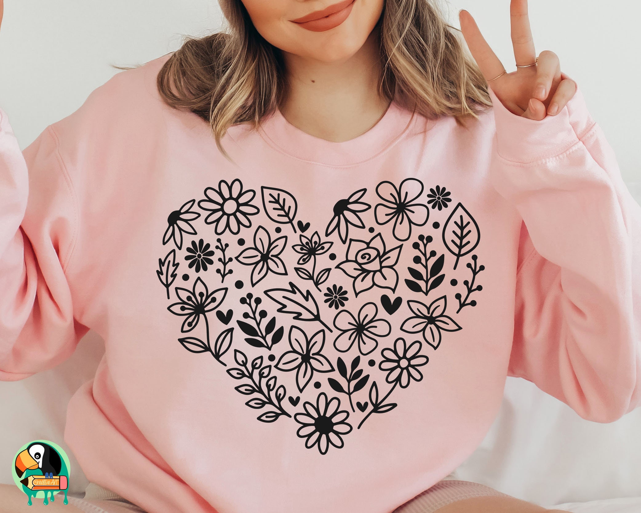 Flower Heart SVG Floral Heart Svg Heart Wreath Svg Flower - Etsy