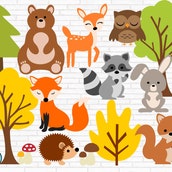 Woodland Animals SVG DXF Clipart Png Set, Forest Animals, Bear, Deer ...