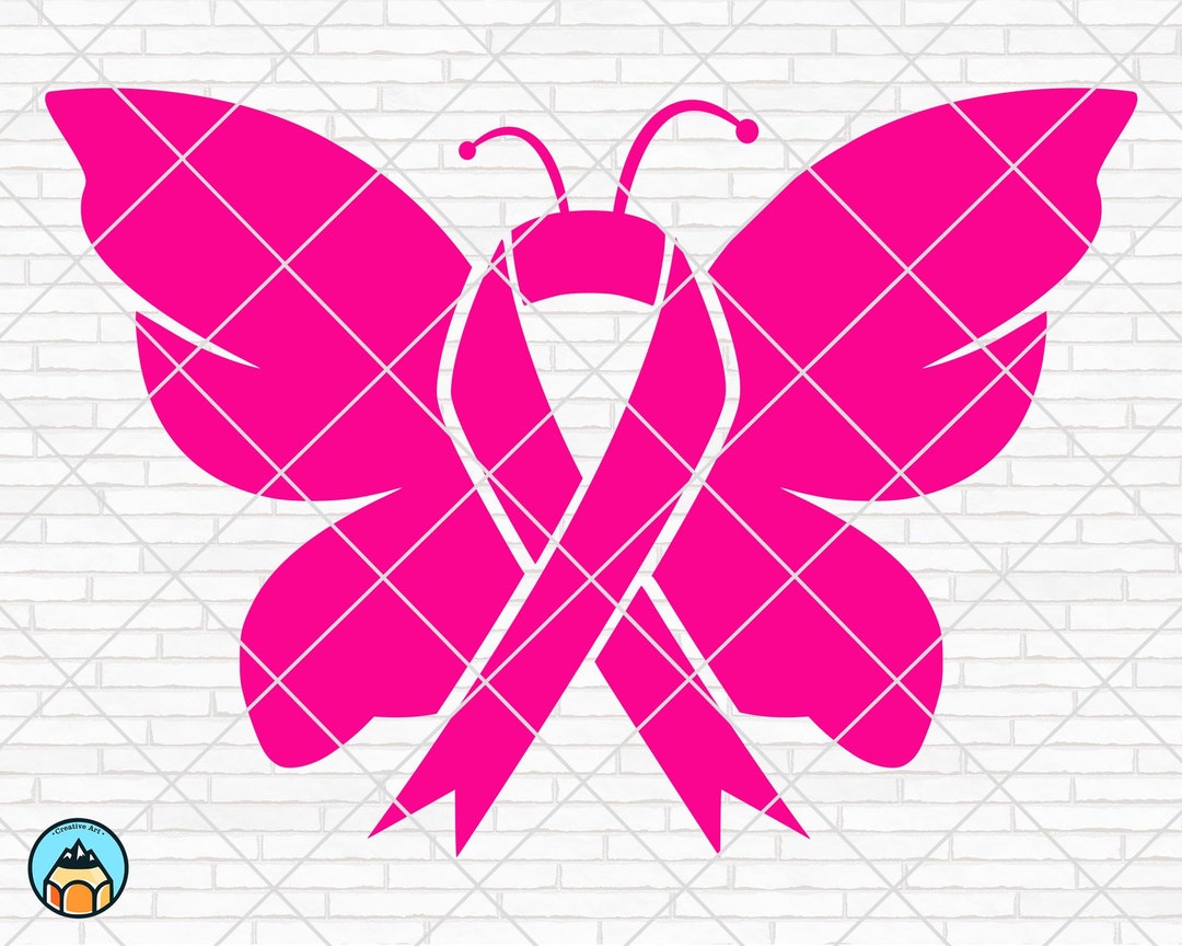 Butterfly Cancer Ribbon Svg, Breast Cancer Svg, Cancer Awareness Svg ...
