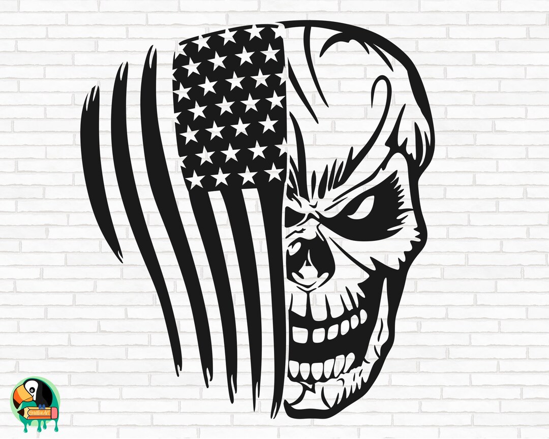 USA Skull Flag SVG, Skull Flag Svg, Patriotic Skull Svg, American Skull ...