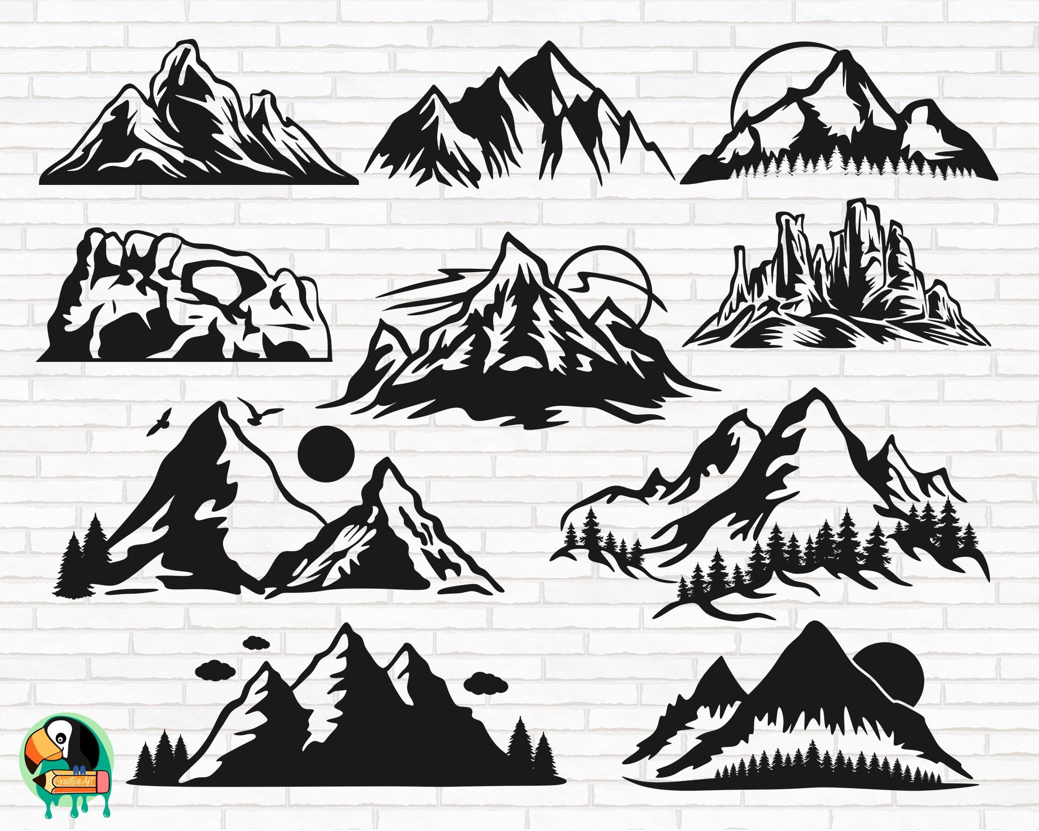 Berg svg, Landschaftssvg, Berg Silhouette Svg, Berg umriss Svg - (10 ...